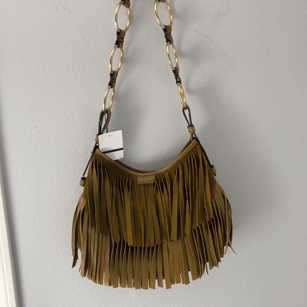 Ysl Bohemian Leather Fringe Hobo Bag - Gem